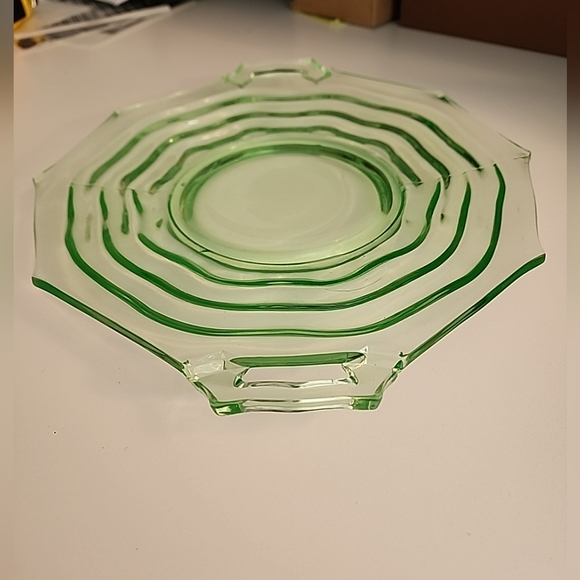 Accents | Vaseline Glass Ocean Waves Serving Plate Uranium Glass With ...